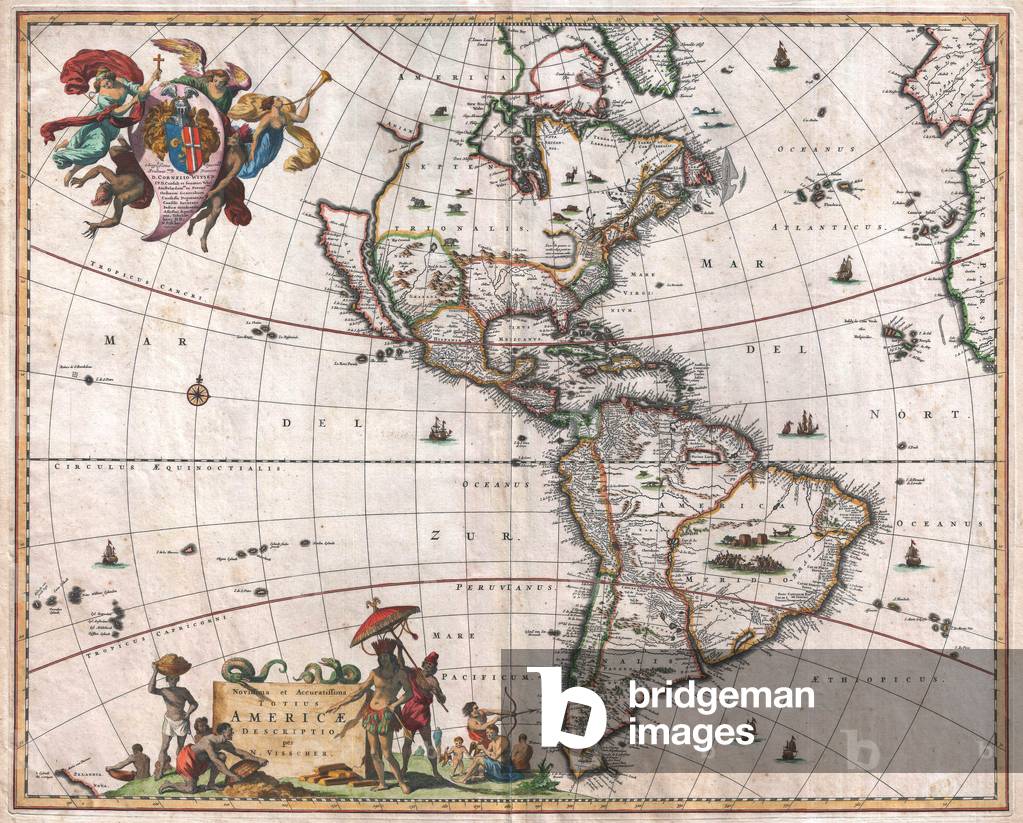 Image of The Visscher map of the New World, 1658 (engraving) by ...