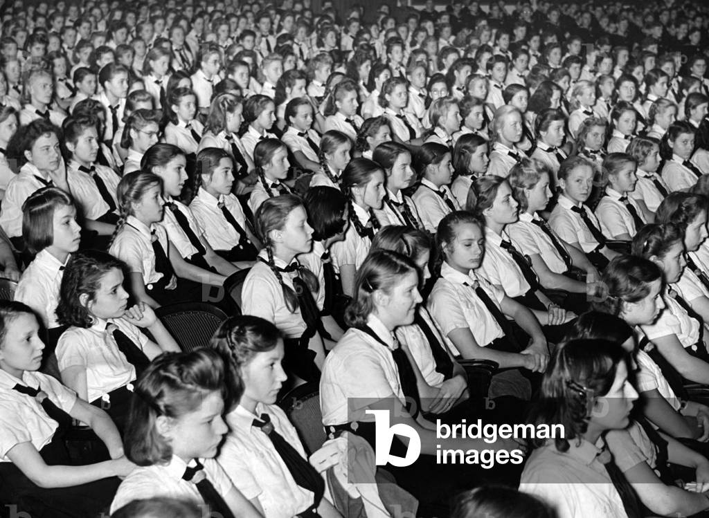 Image of Audience of a BDM rally, 1942 (b/w photo)