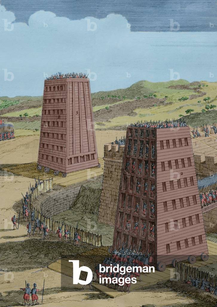 Image of Sixth Crusade: siege Towers with wheels used during the siege ...