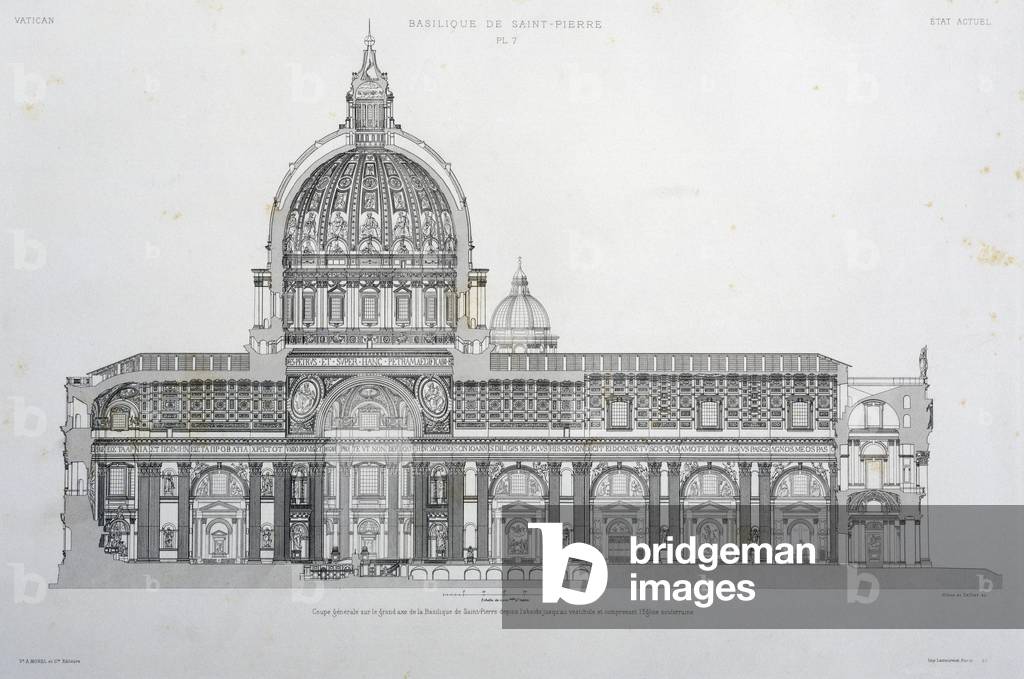 Image of General section on longitudinal axis of St Peter's Basilica ...