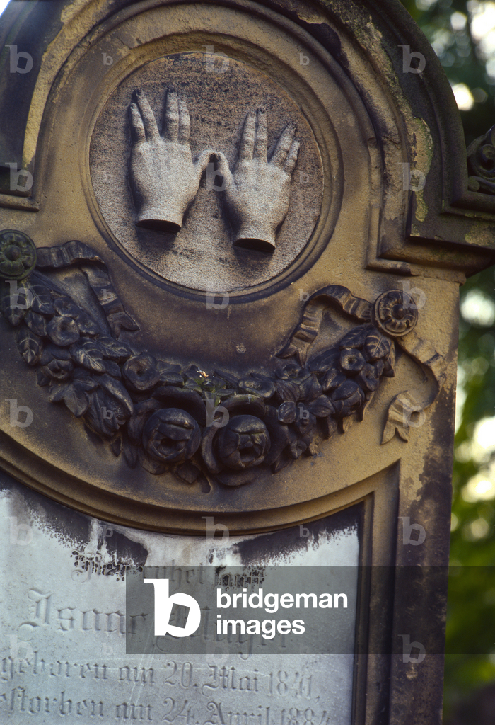 Image of Relief on a tombstone shows Cohen priest hand blessing in by ...