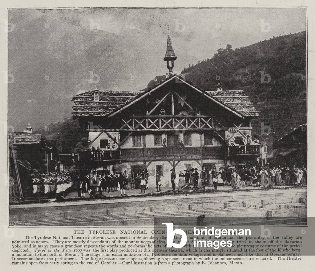 Image of The Tyrolese National Open-Air Theatre at Meran (b/w photo) by ...