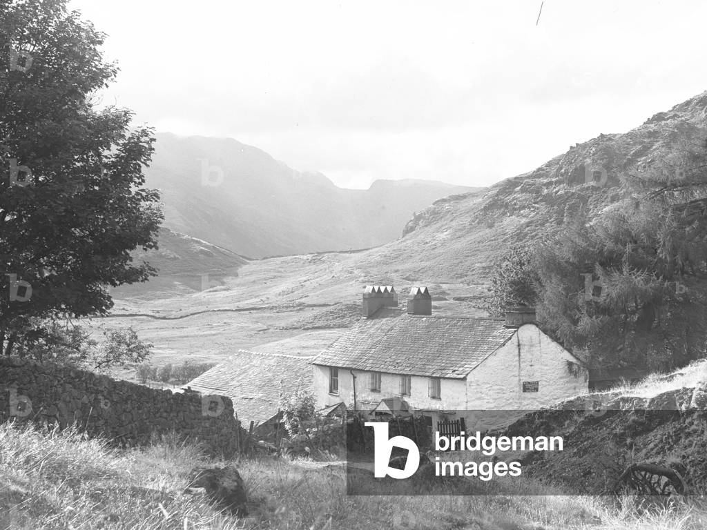 Image of A view of Blea Tarn Farm surrounded by fells, 1930s-60s by ...