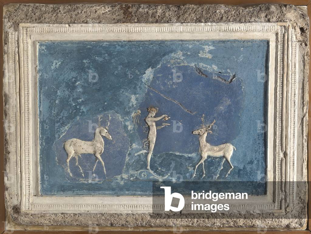 Image of Relief panel, (stucco & pigment) by Roman, (1st century AD)