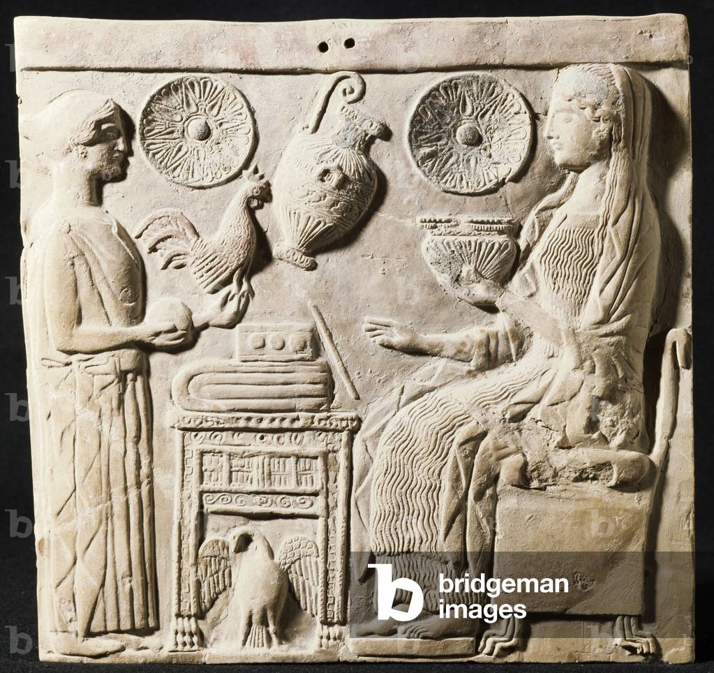 Image of Offering the goddess Persephone, terracotta pinakes from the ...