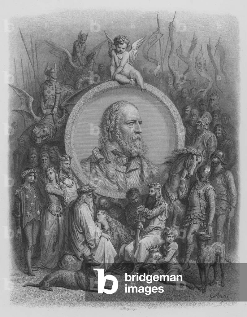 Image of Portrait of Tennyson and Characters from the Idylls ...