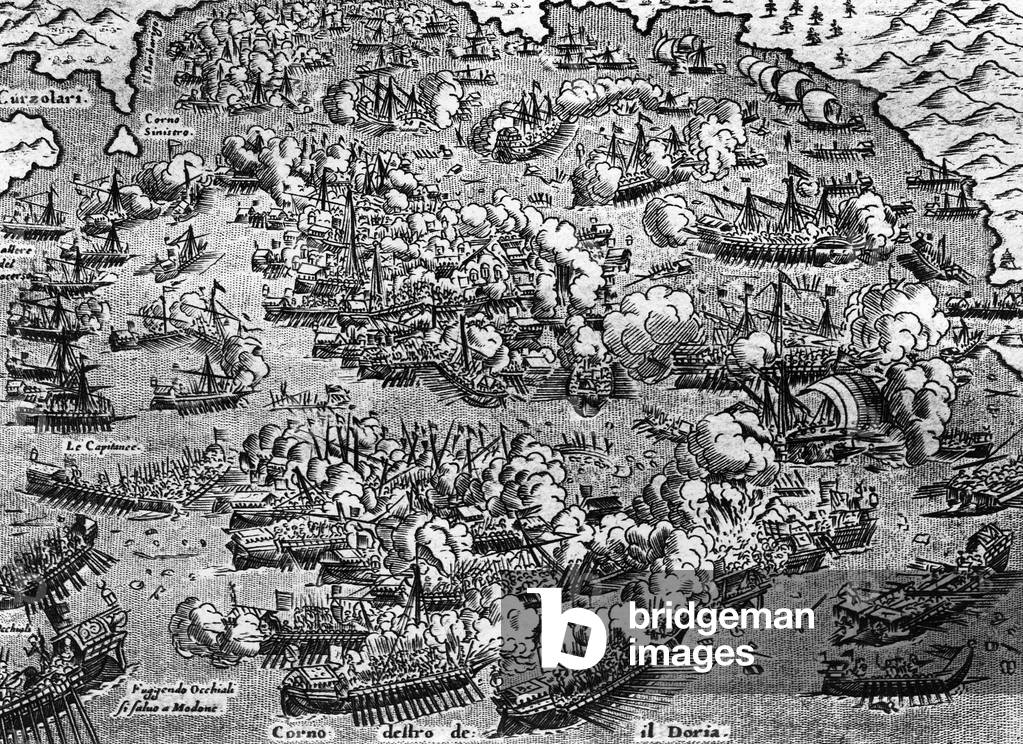 Image of Clash between Holy League ships and Ottoman Empire, Battle of