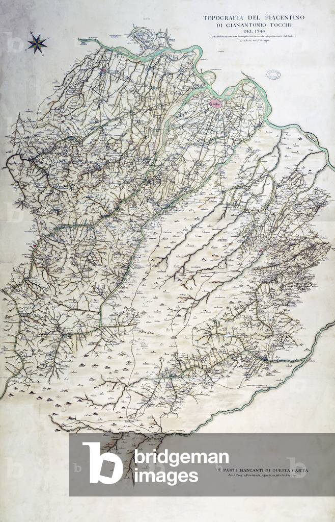 Image of Topographic map of Piacenza territory, 1744, by Gianantonio ...