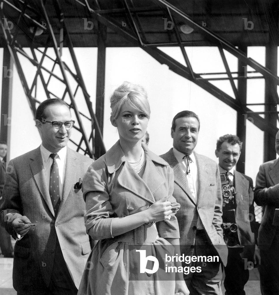 Image of Brigitte Bardot and Director Christian Jaque, 1959 (b/w photo)