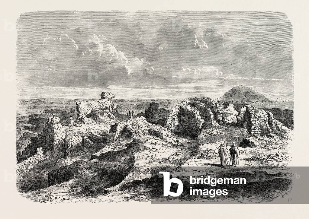 Image of Ruins of the Labyrinth And Its Pyramid. Egypt, Engraving 1879