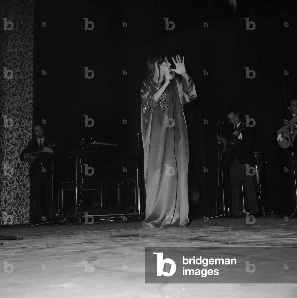 Image of French singer and actress Marie Laforet on stage at the