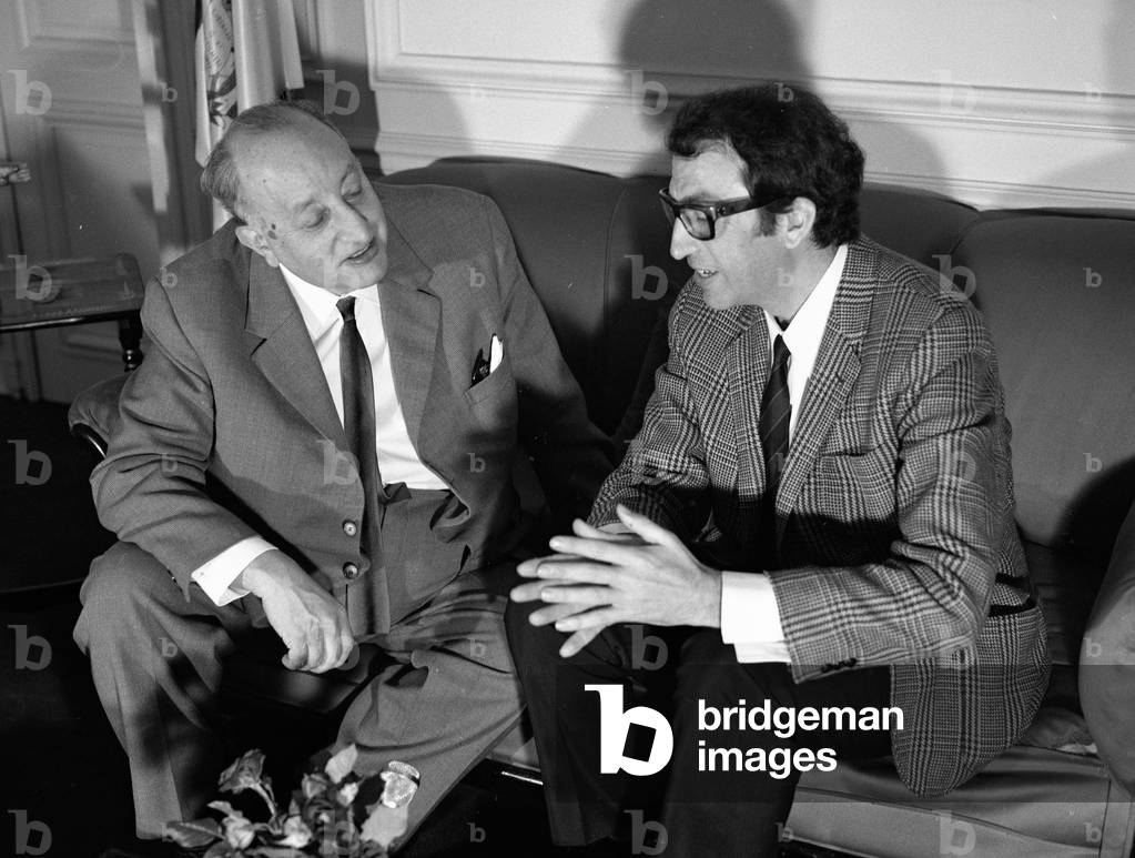 Image of Miguel Angel Asturias with Alberto Oliveras, 1968 (b/w photo ...