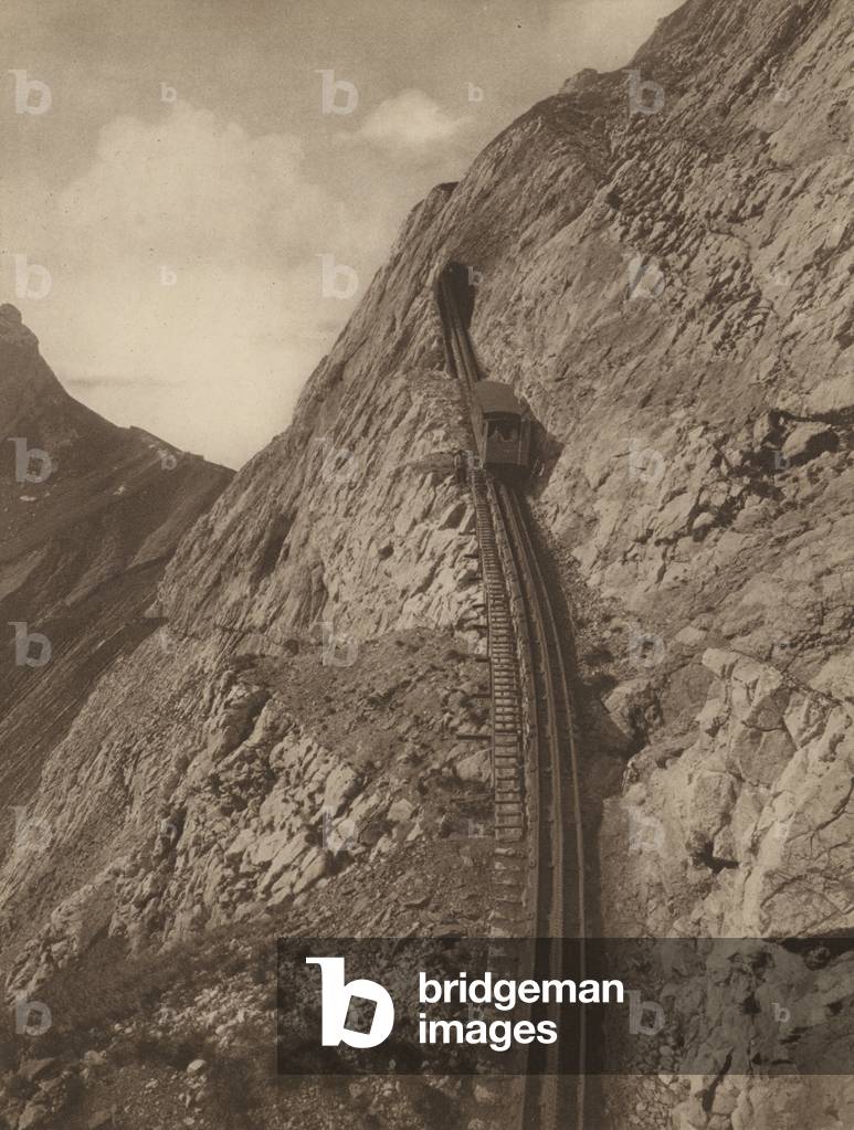 Image of Pilatusbahn, Eselwand; Pilatus-Railway (b/w photo) by Swiss ...