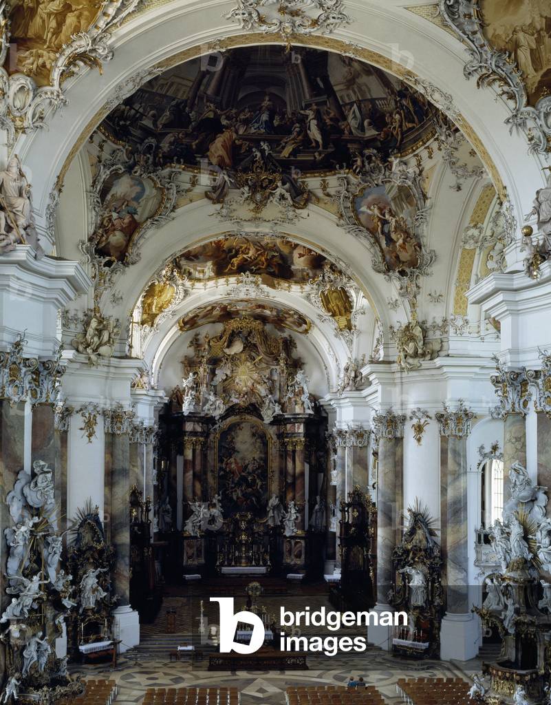 Image of Baroque interior of Benedictine abbey, Ottobeuren, Germany.