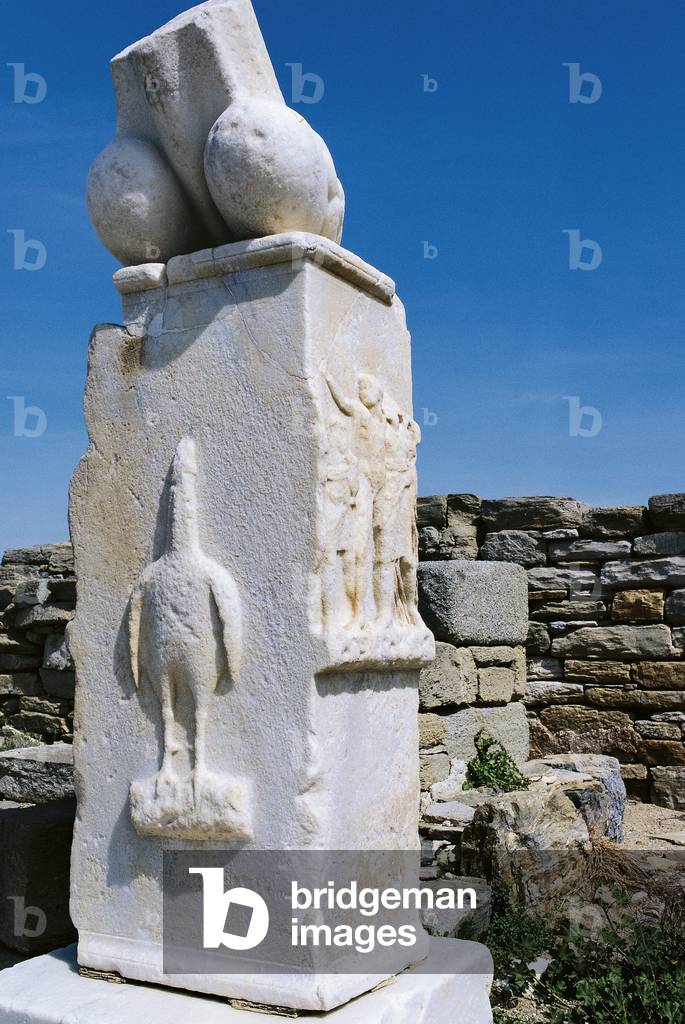 Image of Phallic-shaped monument, Temple of Dionysus, Delos island ...