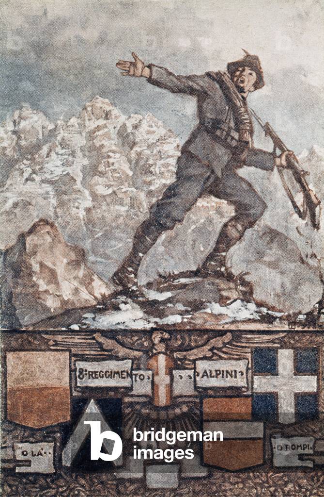 Image of Soldiers from the 8th Alpini regiment launching an attack, Italian