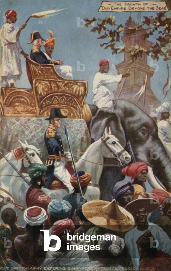 Image of The British Army entering Singapore after its cession in 1824 ...