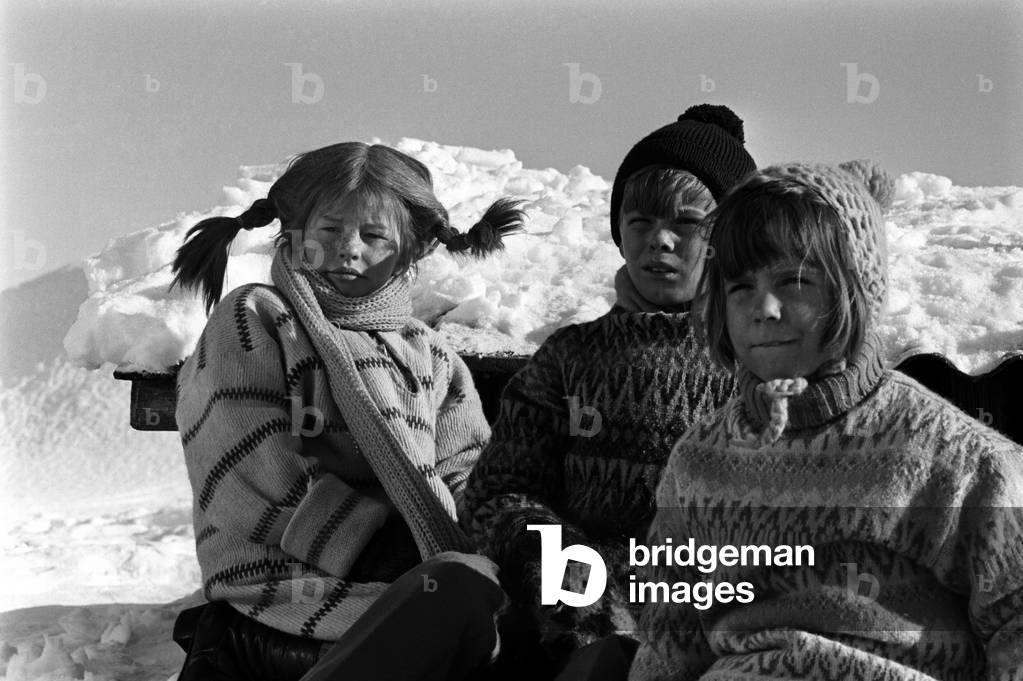 Image of Røros March 1968 Recording the movie about Pippi Longstocking from