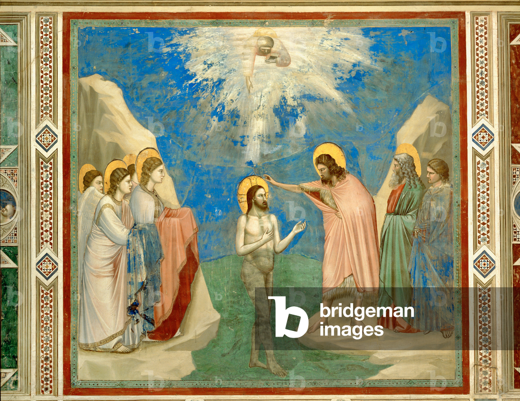 Image of The baptism of Christ. Mural (fresco) by Giotto (Giotto di ...
