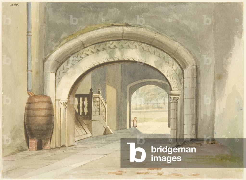 Image of Norman Archway, Abbots' Lodgings, of Bristol Cathedral (pencil ...