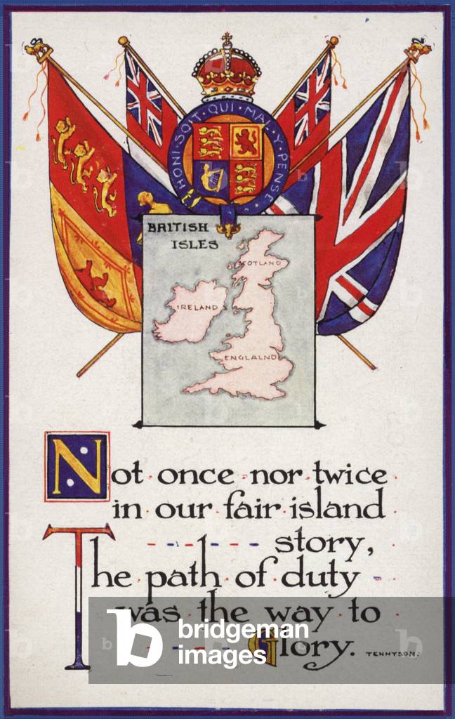 Image of Map of British Isles and Empire flags with Tennyson poem by ...