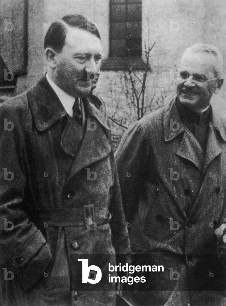Image of Adolf Hitler With His Staff, 1942 (b/w photo)