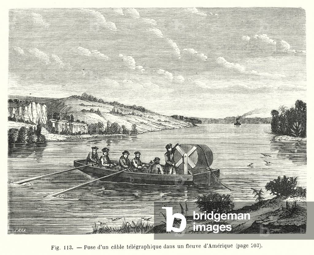 Image of Pose d'un cable telegraphique dans un fleuve d'Amerique ...