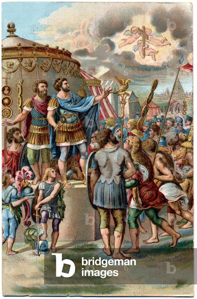 Image of History. Ancient Rome. The sign of the roman emperor Constantin