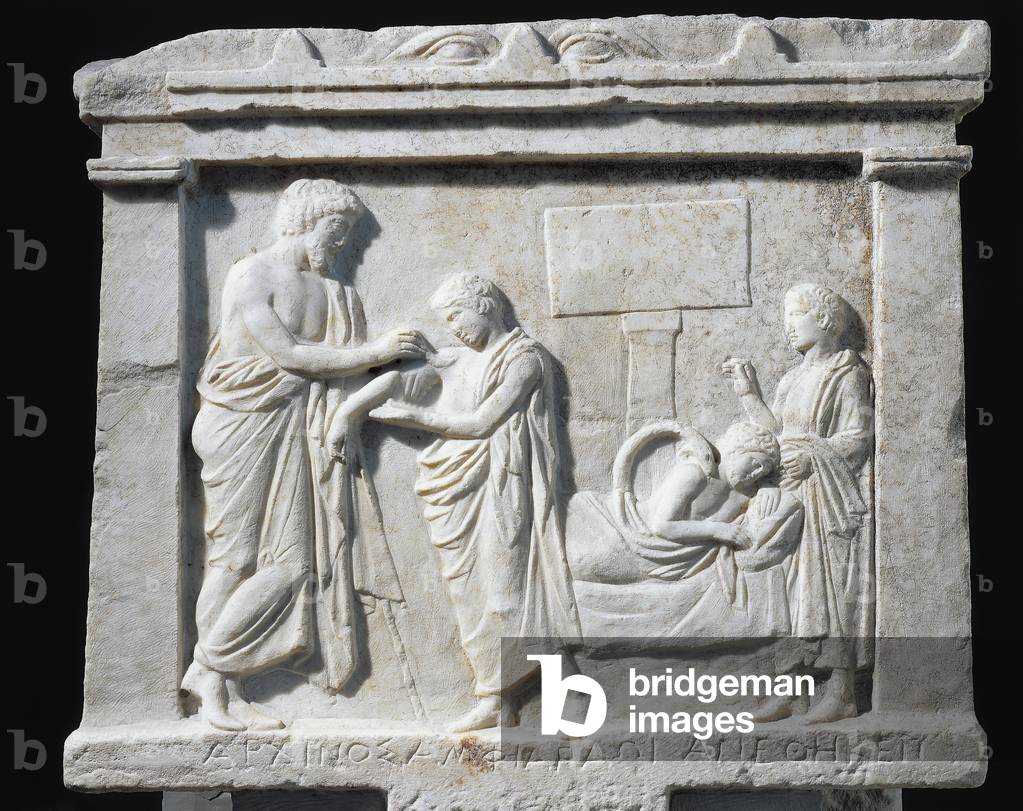 Image of Attica, Oropos, Temple of Amphiaraos, Votive marble relief ...