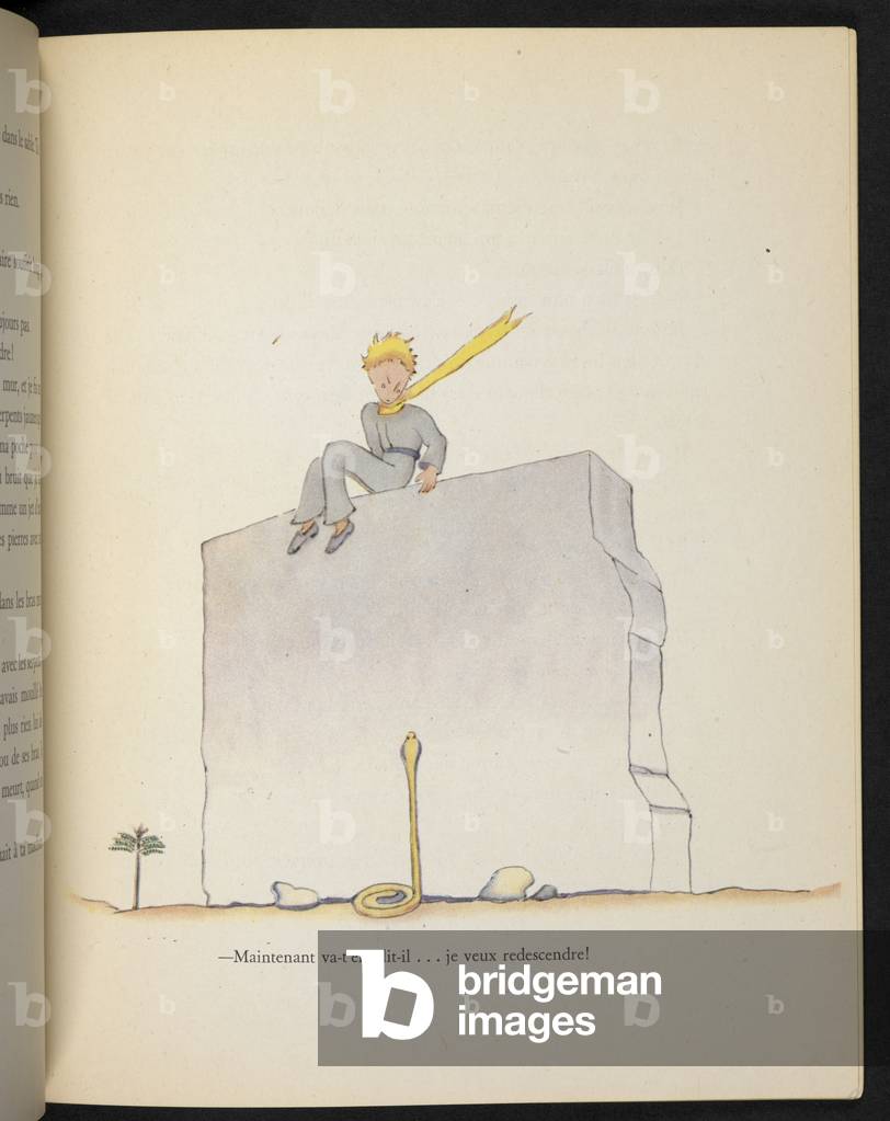 Image of The Prince and the snake, illustration from 'Le Petit Prince ...