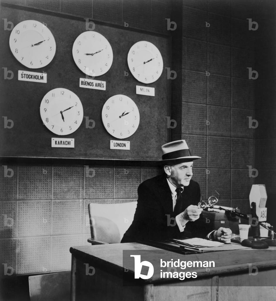 Image of Walter Winchell during ABC-TV and radio simulcasts in 1954 ...