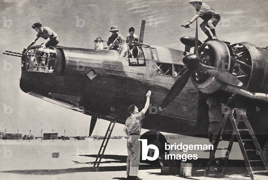 Image of WW2: Maintenance work on a Wellington bomber in the Middle by ...
