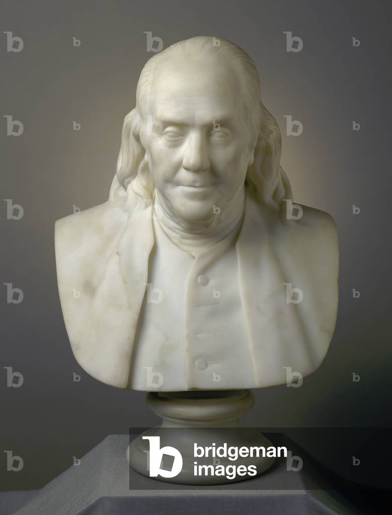 Image of Benjamin Franklin, 1851-73 (marble) by Powers, Hiram (1805-73)