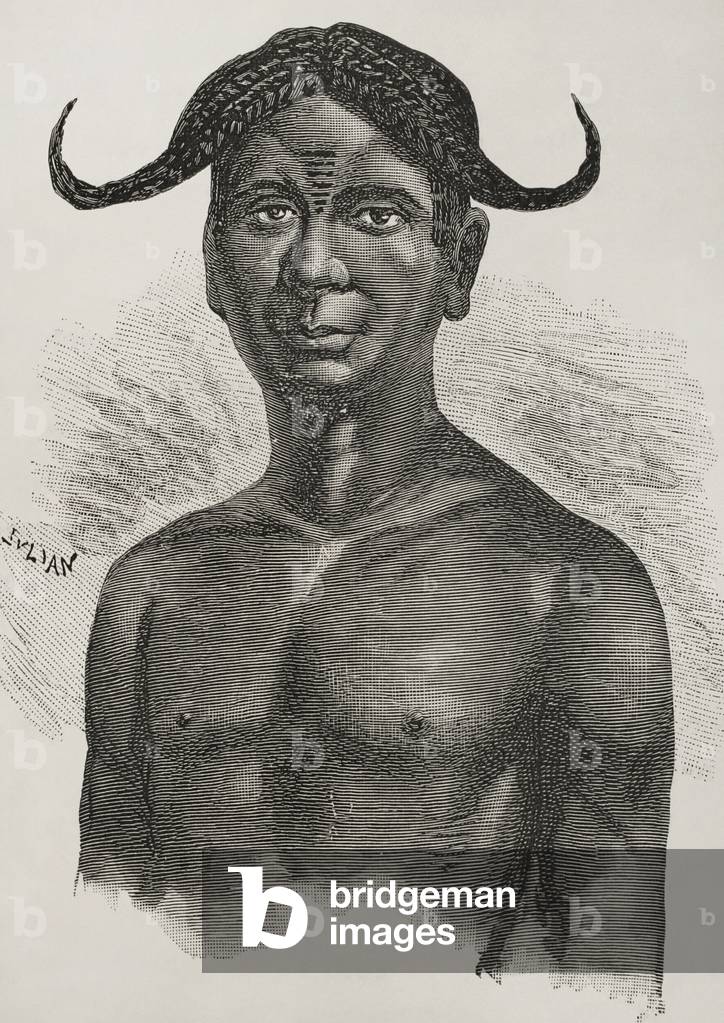 Image of Africa. Iboko native. Engraving, 19th century.