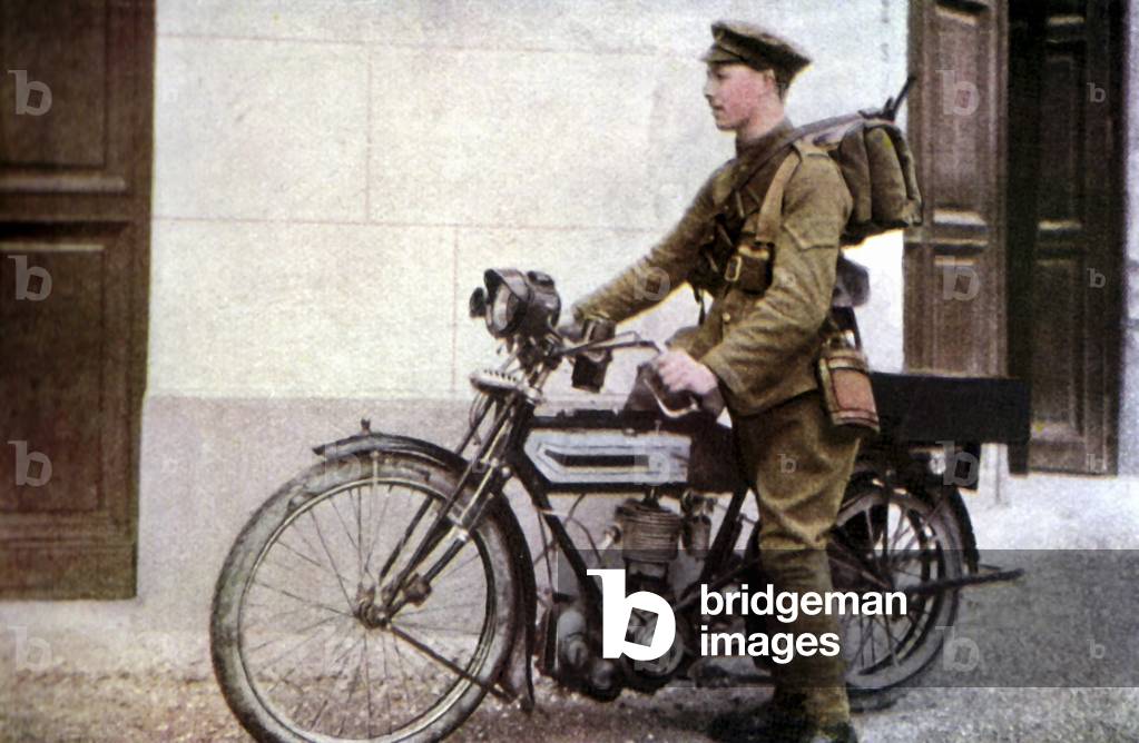 Image of An English dispatch rider taking off during the Battle of by ...