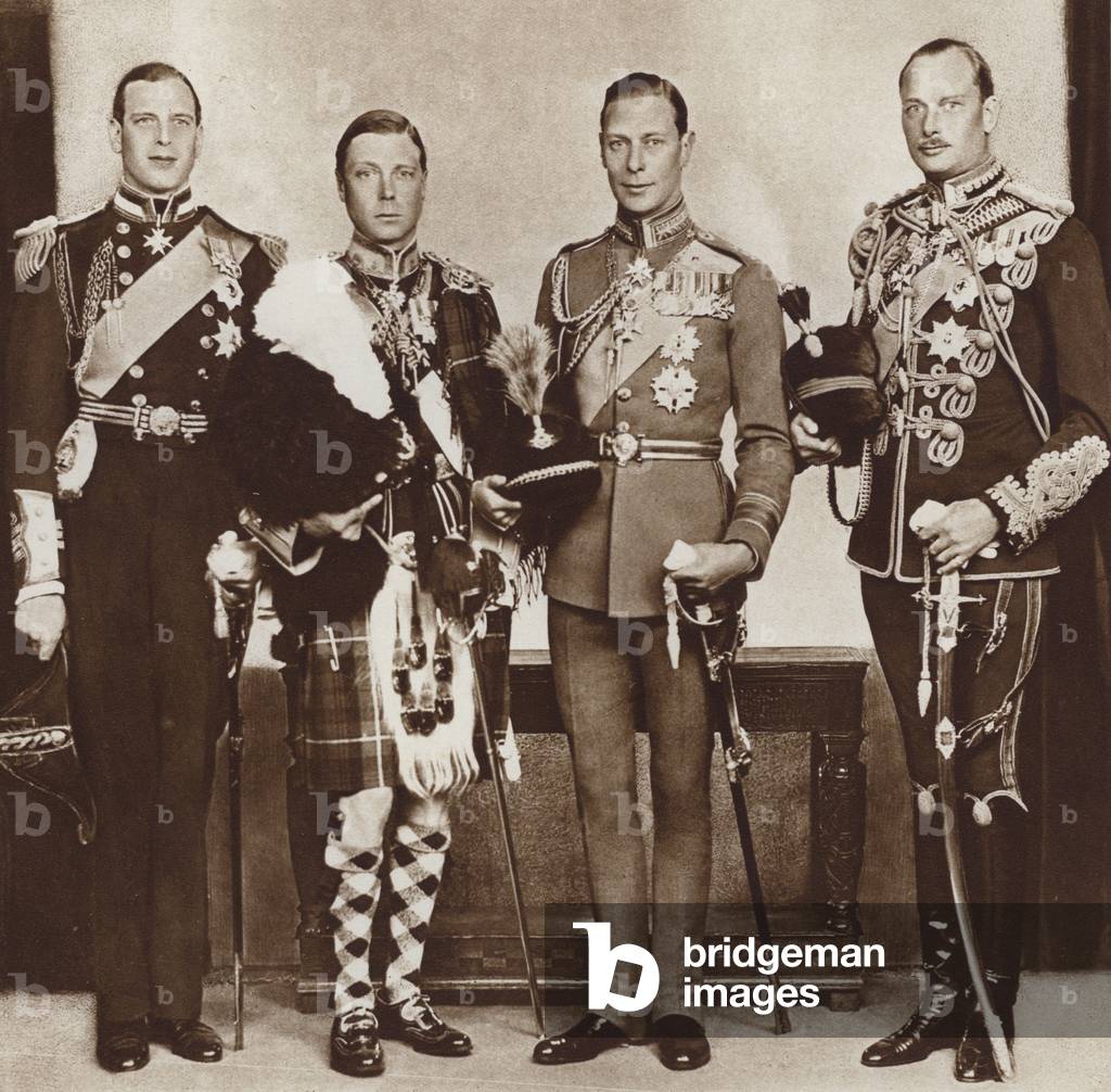 Image of King Edward VIII (second left) and his brothers (b/w photo) by ...