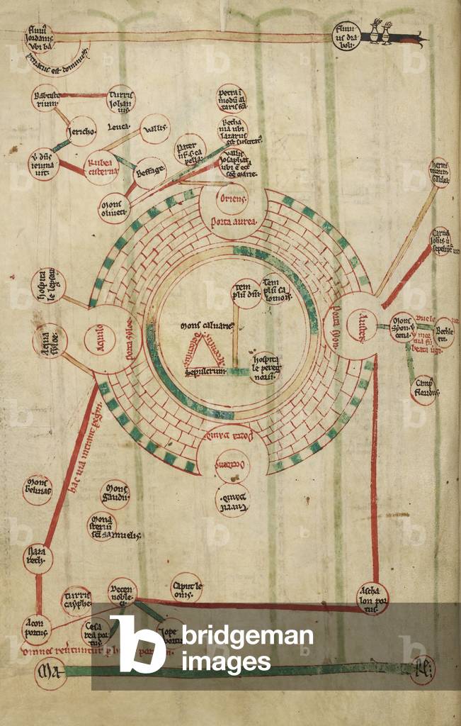 Circular map of Jerusalem, with the Temple and the Holy Sepulchre by ...