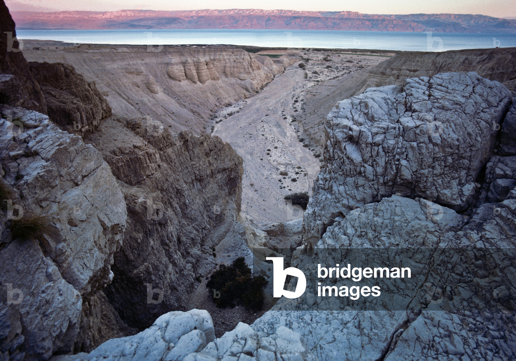 Image of Qumran where the Dead Sea Scrolls were discovered looking east ...