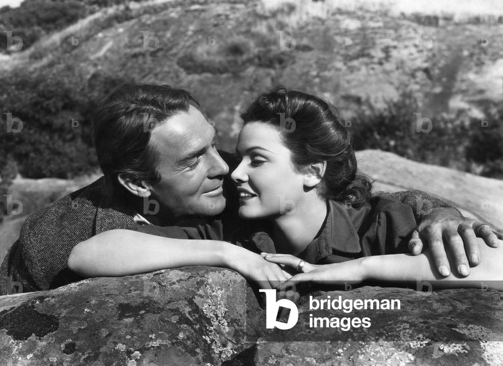 Image of Randolph Scott, Gene Tierney, on-set of the Film " Belle