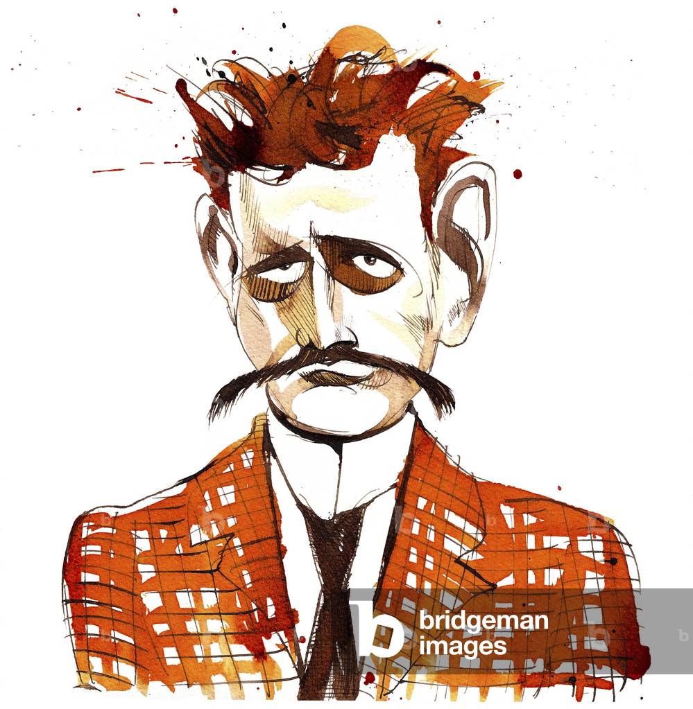 Image of Jean Sibelius, caricatured as a younger man by Osborne, Neale