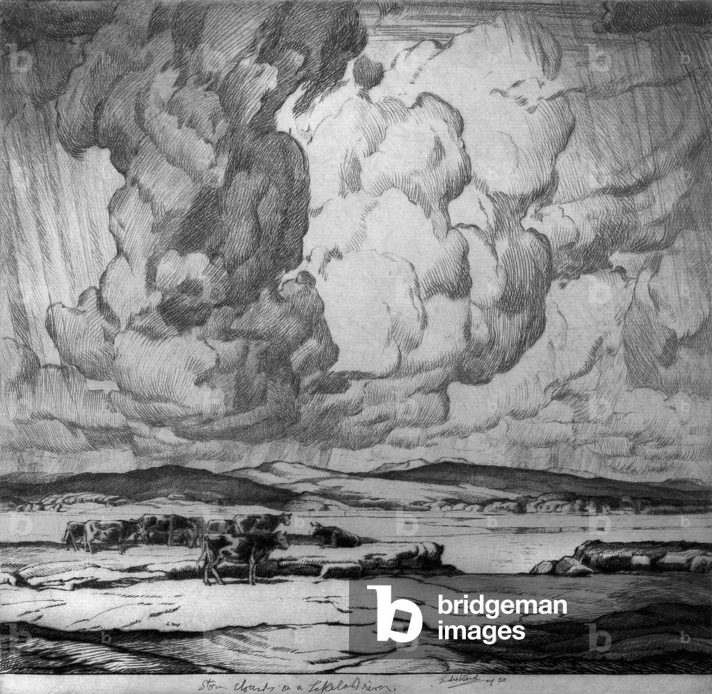 Image of Storm Clouds on a Lakeland River, 1950 (etching) by Ward ...