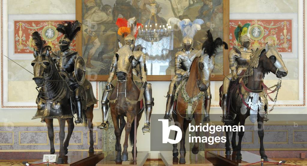 Image of The Knights' Hall, Knights in armor on horseback, 16th century,