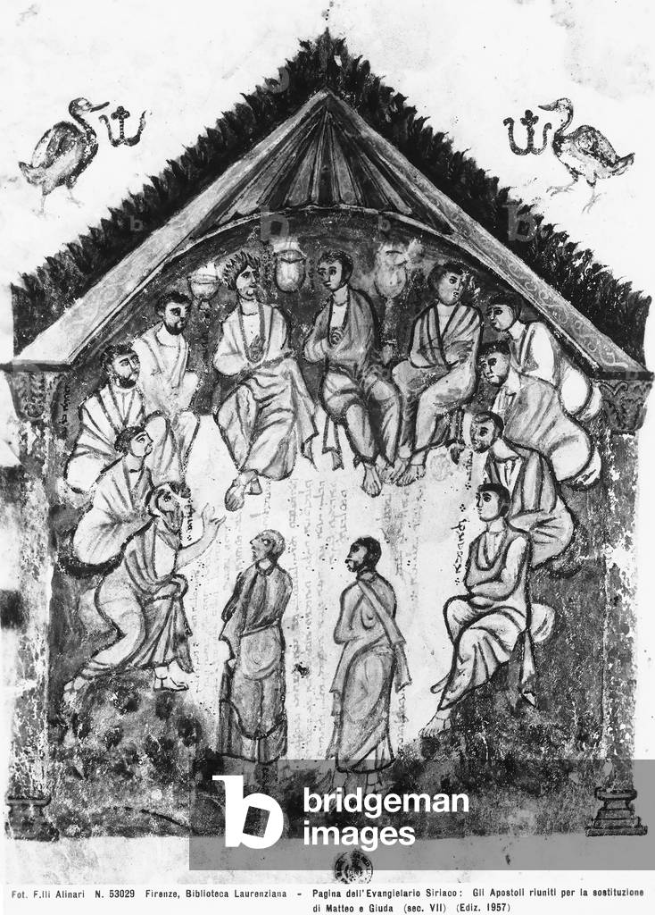 Image of The apostles gathered for the replacement of Judas by Matthias ...