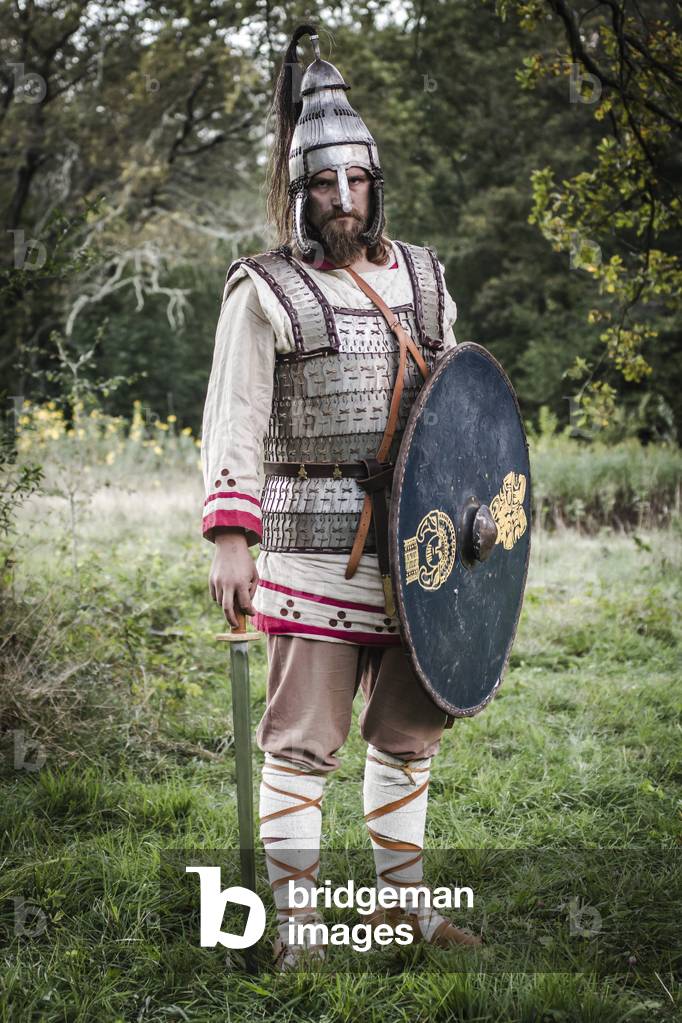 Historical reenactment: Langobard Warrior with Avar lamellar helmet and ...