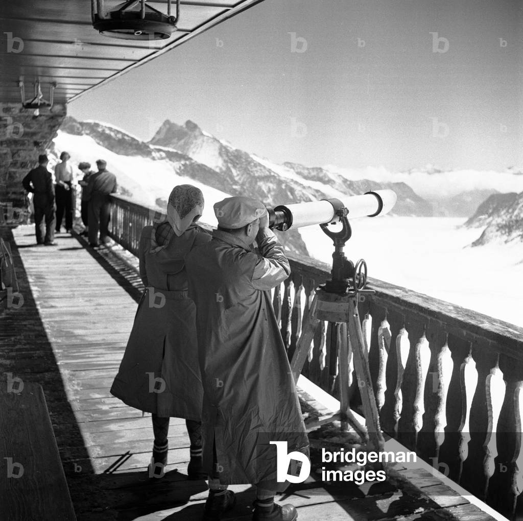Image of Switzerland Weather Station Jungfraujoch, 1950 (b/w photo)