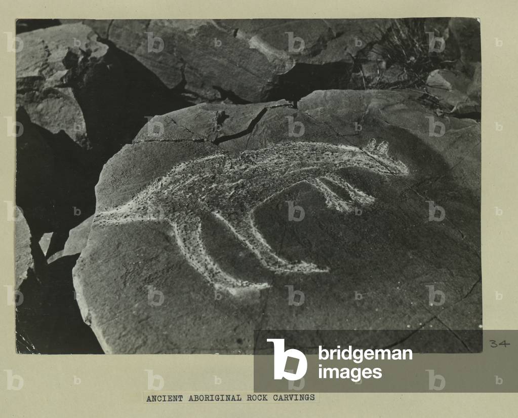 Image of Ancient aboriginal rock carvings, 1925 (b/w photo) [2005/010/1 ...