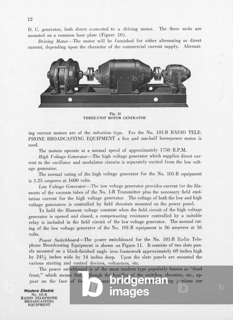 Image of Western Electric Company's Three-Unit Motor Generator