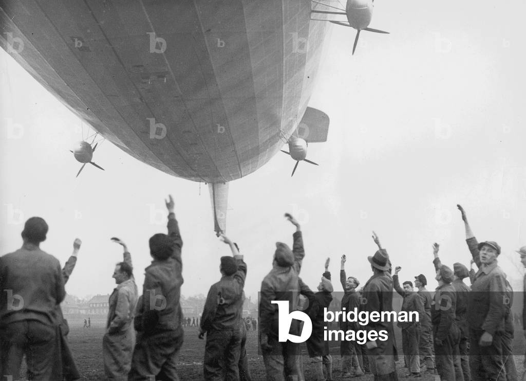 Image of 'Hindenburg' makes its first test flight, 1936 (b/w photo)