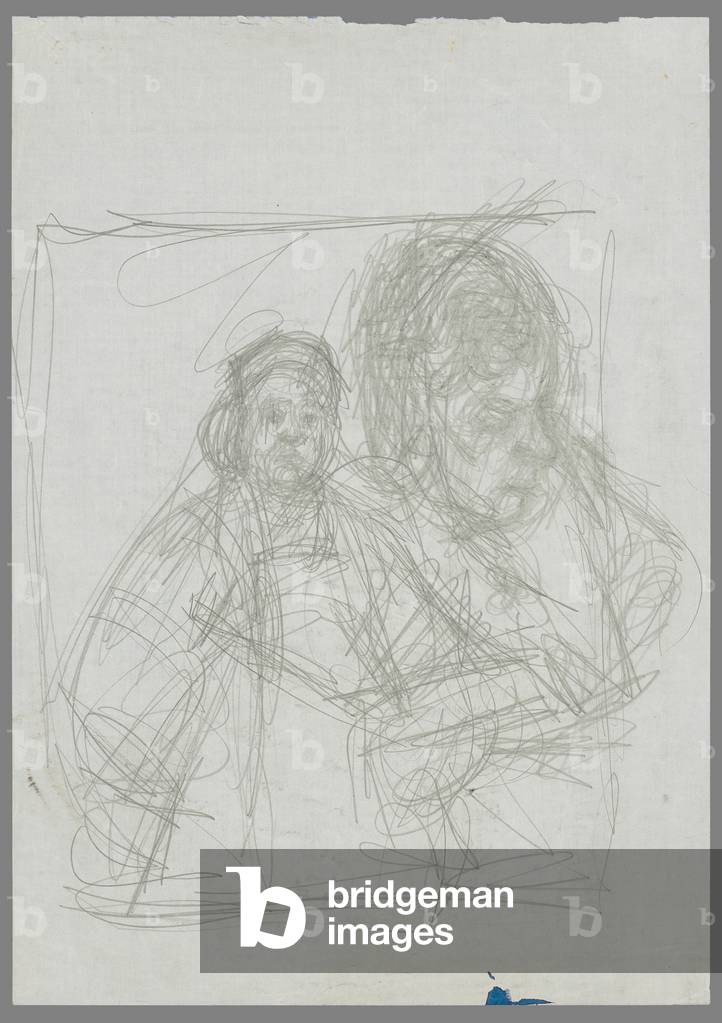 Image of After the painting by Rembrandt: Self-portrait with a palette ...