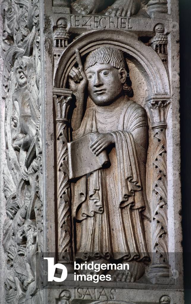 Image of Prophet Ezekiel, detail from tiles of Prophets, marble bas ...